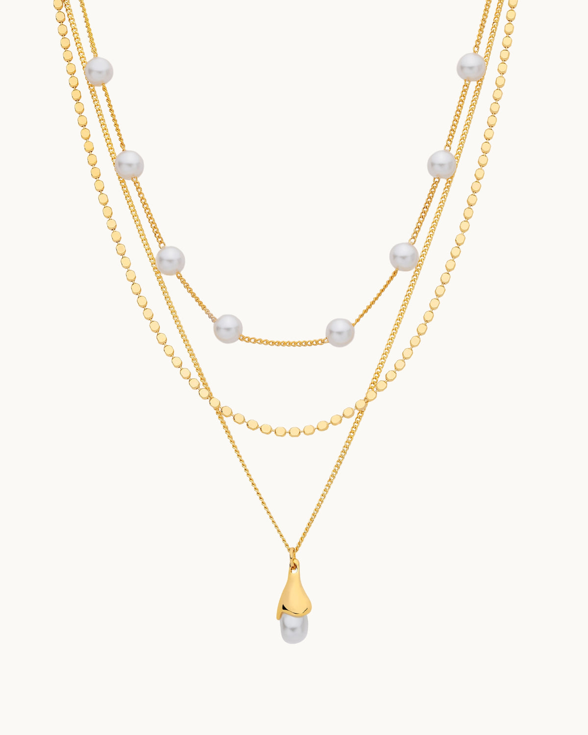 Liselle Layered Pearl Necklace in Gold – Kaleido